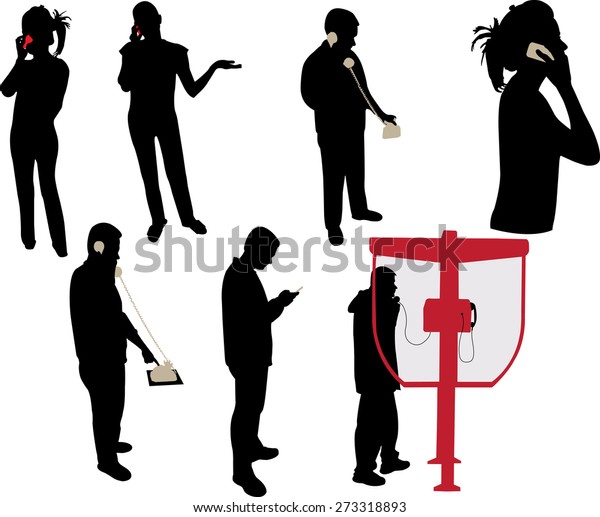People Making Phone Call Vector Silhouette Stock Vector (Royalty Free ...