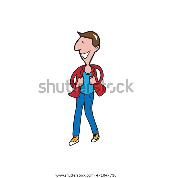 People Man Wears Jacket Cartoon Drawing Stock Vector (Royalty Free ...