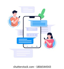 People Messenger Concept Flat Illustration Stock Vector (Royalty Free ...