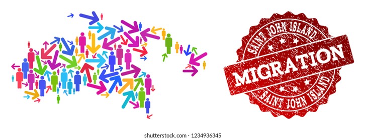 People Migration Traffic Collage Mosaic Map 스톡 벡터(로열티 프리) 1234979773 ...