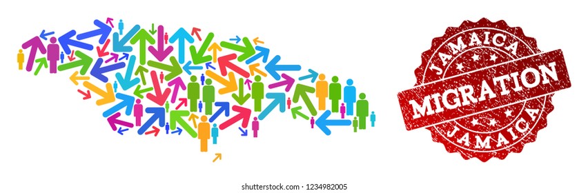 People Migration Traffic Collage Mosaic Map Stock Vector (Royalty Free ...