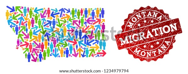 People Migration Traffic Collage Mosaic Map Stock Vector (Royalty Free ...