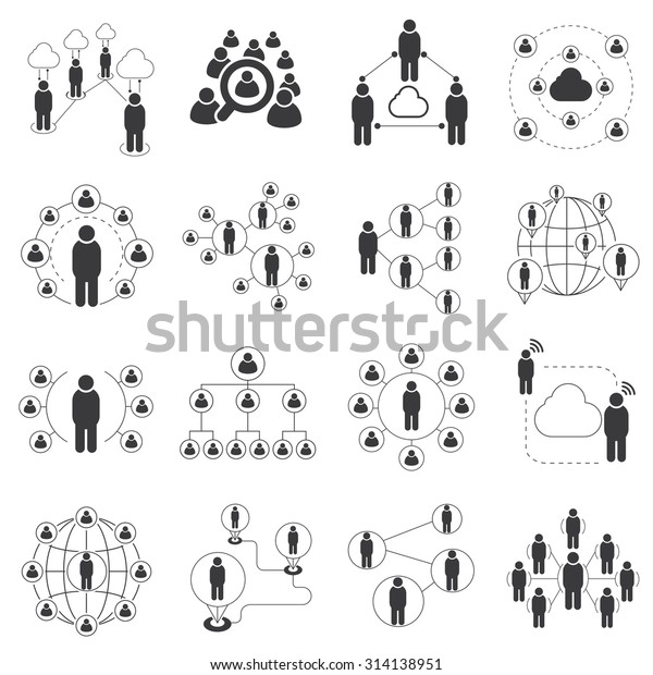 People Network Icons Connecting People Set Stock Vector (Royalty Free ...
