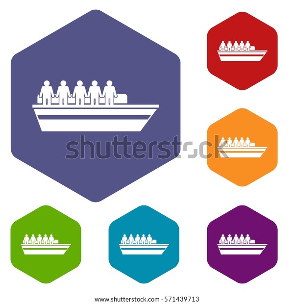 People On Ship Icons Set Rhombus Stock Vector (Royalty Free) 571439713 ...