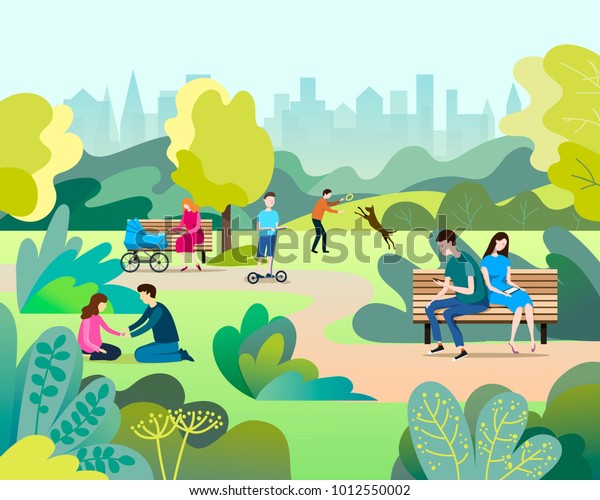People Park Public Park City Vector Stock Vector (Royalty Free ...