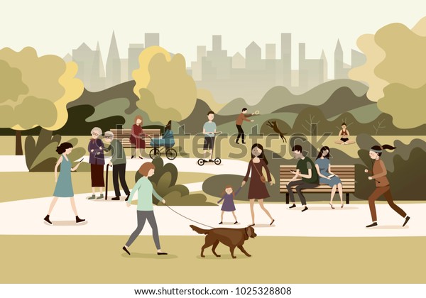 People Park Public Park City Vector Stock Vector (Royalty Free ...