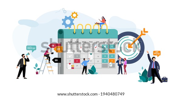 People Plan Work On Calendar Entrepreneurship Stock Vector (Royalty ...