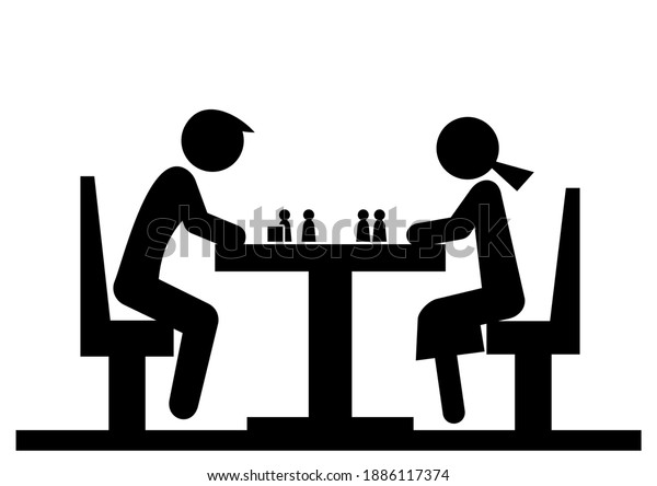 People Play Game Table Black Silhouette Stock Vector (Royalty Free ...