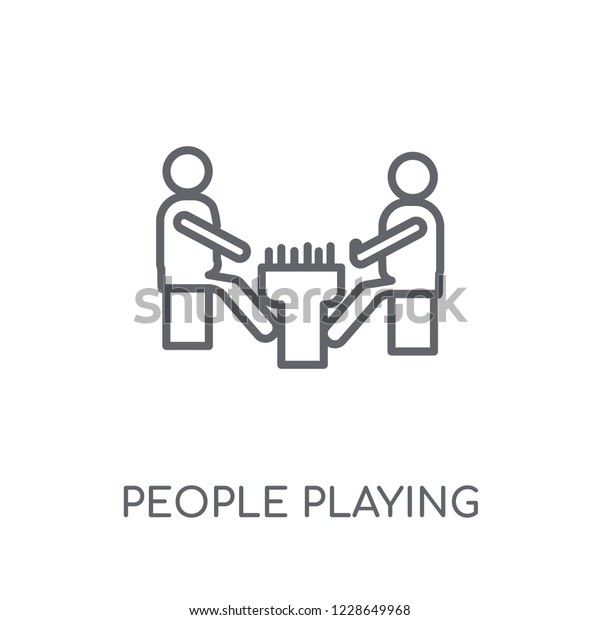 People Playing Board Games Icon Linear Stock Vector (Royalty Free ...