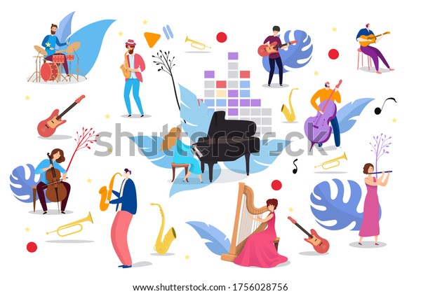 People Playing On Musical Instruments Vector Stock Vector (Royalty Free ...