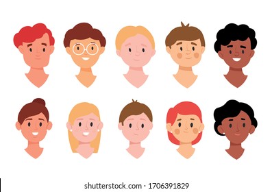 People Portrait Cartoon Set Vector Illustration Stock Vector (Royalty ...