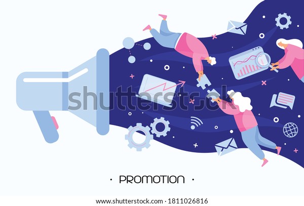 People Promoting Digital Companies Using Big Stock Vector (Royalty Free ...