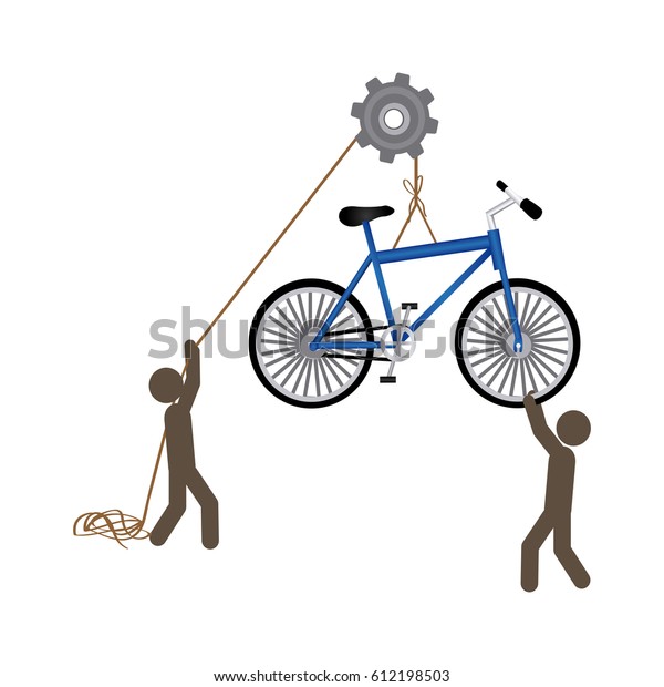 People Pulleys Hanging Bicycle Vector Illustration Stock Vector ...