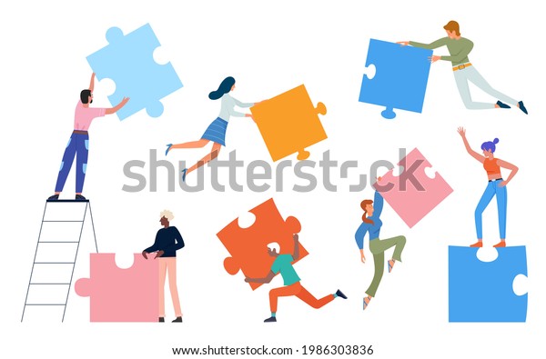 People Puzzle Concept Vector Illustration Cartoon Stock Vector (Royalty ...