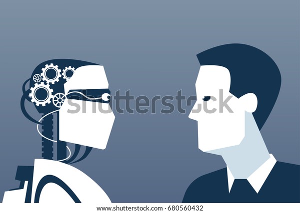 People Robots Modern Human Artificial Intelligence Stock Vector ...