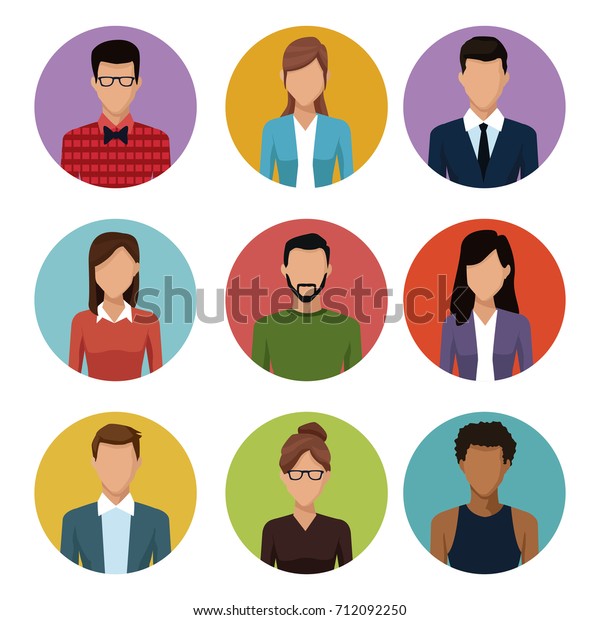 People Round Icons Stock Vector (Royalty Free) 712092250 | Shutterstock