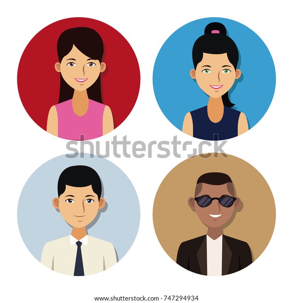 People Round Icons Stock Vector (Royalty Free) 747294934