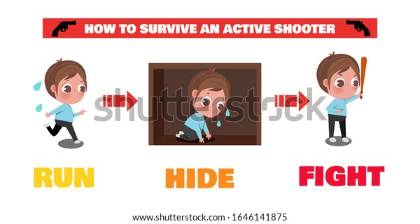 People Run Hide Fight Active Shooter Stock Vector (Royalty Free) 1646141875