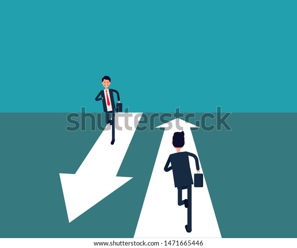 People Running Opposite Direction Vector Illustration Stock Vector ...