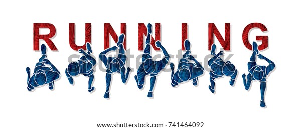 People Running Top View Text Designed 스톡 벡터(로열티 프리) 741464092 ...