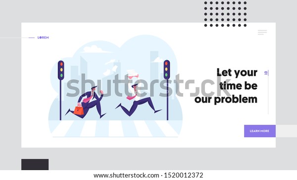 People Rushing Work Website Landing Page Stock Vector (Royalty Free ...