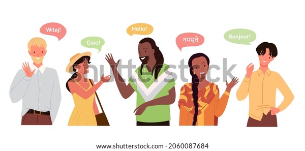 People Say Hello On Different Languages Stock Vector (Royalty Free ...