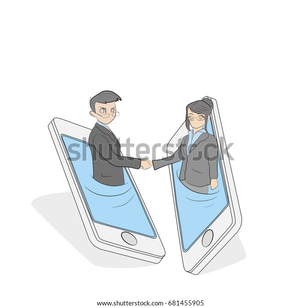 People Shake Hands Conclusion Contracts Through Stock Vector (Royalty ...