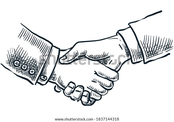 People Shake Hands Vector Hand Drawn Stock Vector (Royalty Free ...