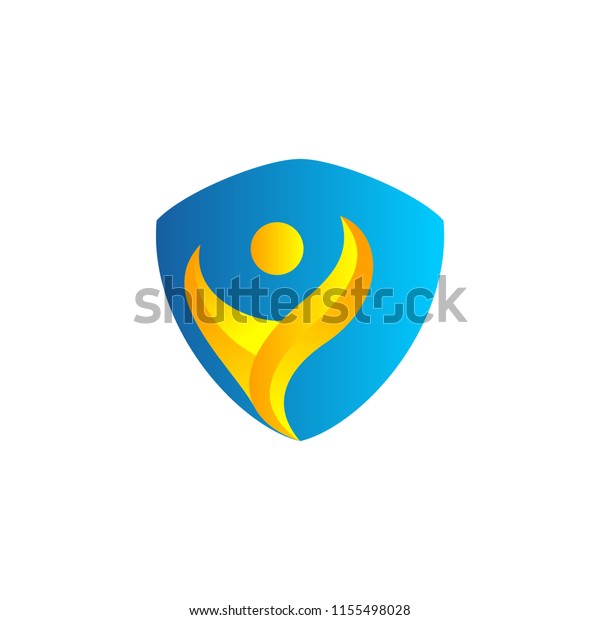People Shield Protection Logo Stock Vector (Royalty Free) 1155498028