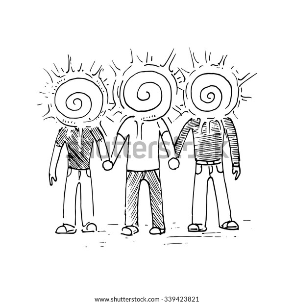 People Shining Heads Vector Illustration Isolated Stock Vector (Royalty ...