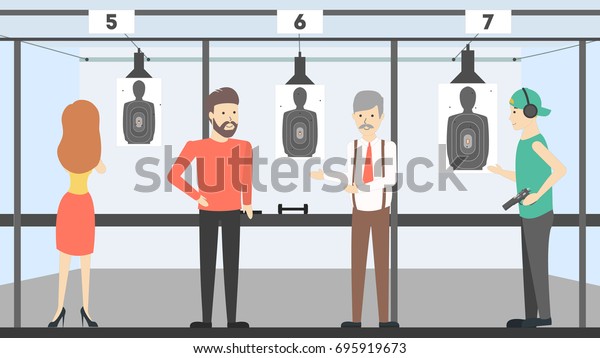 People Shooting Range Have Fun Train Stock Vector (Royalty Free) 695919673