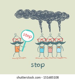 People Sign Stop Stock Vector (Royalty Free) 151685108