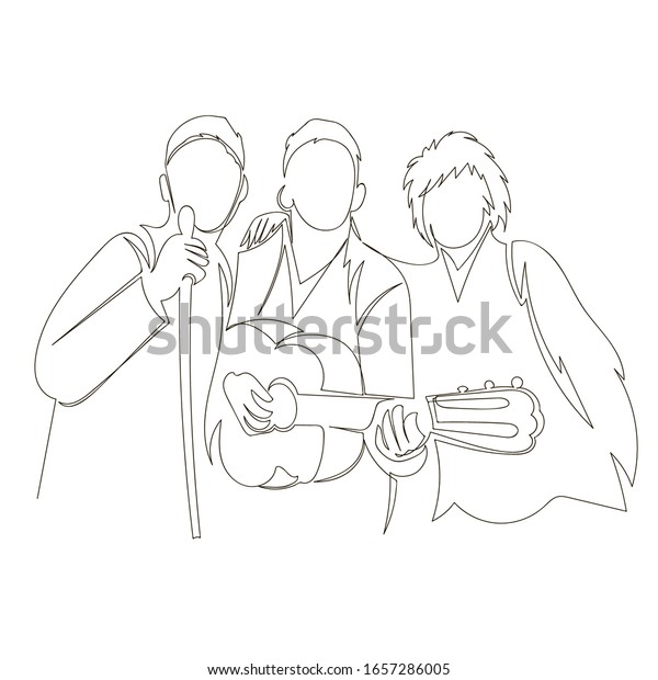 People Sing Karaoke Vector Outline Image Stock Vector (Royalty Free ...