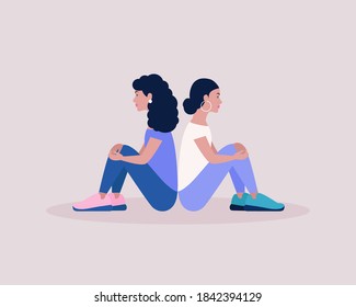 People Sitting Back Back Vector Illustration Stock Vector (Royalty Free ...