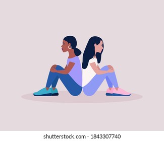 People Sitting Back Back Vector Illustration Stock Vector (Royalty Free ...