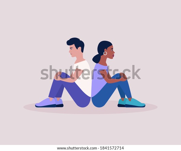 People Sitting Back Back Vector Illustration Stock Vector (Royalty Free ...