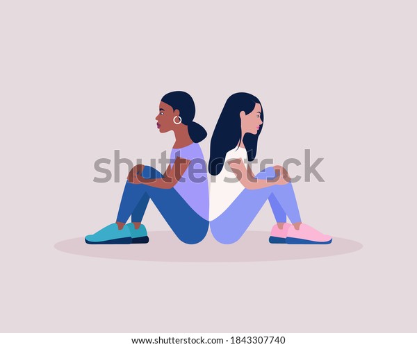 People Sitting Back Back Vector Illustration: เวกเตอร์สต็อก (ปลอดค่า ...