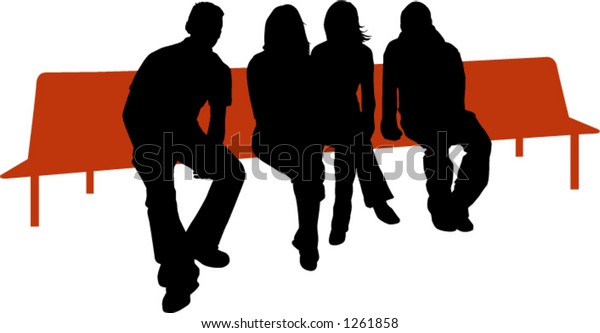 People Sitting On Bench Stock Vector (Royalty Free) 1261858 | Shutterstock