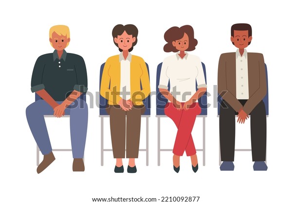 People Sitting On Chairs Front View Stock Vector (Royalty Free ...