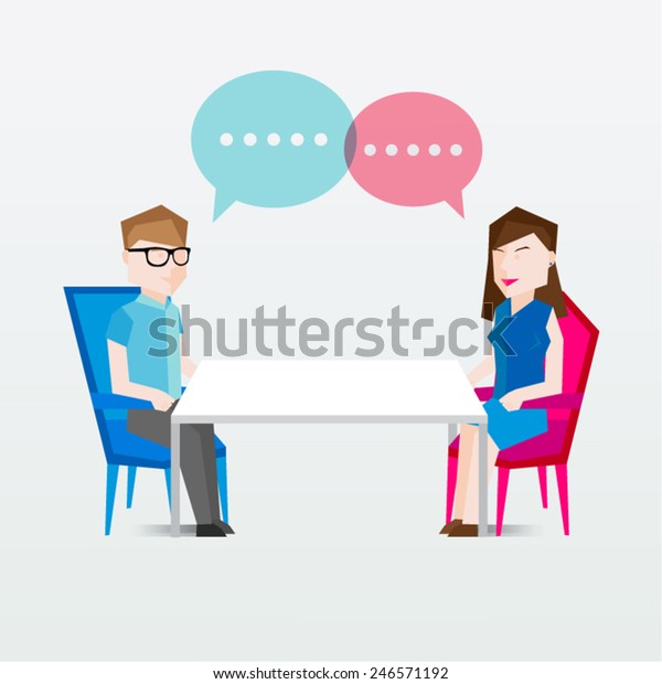 People Sitting Talking Vector Illustration 스톡 벡터(로열티 프리) 246571192