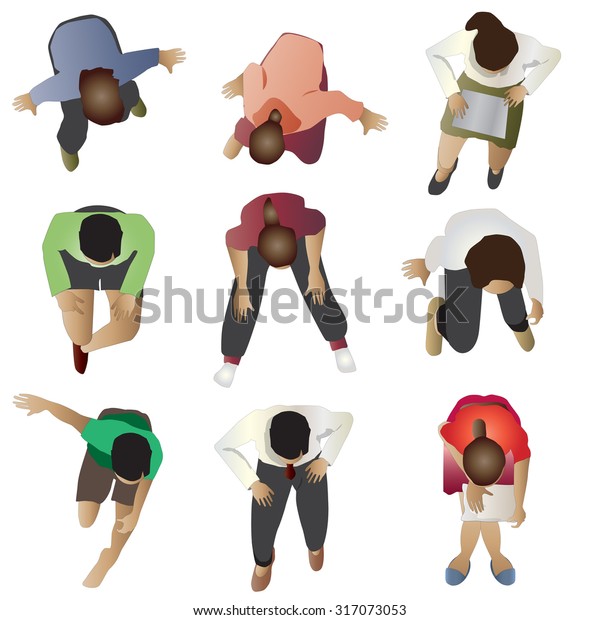 People Sitting Top View Set 3 Stock Vector (Royalty Free) 317073053
