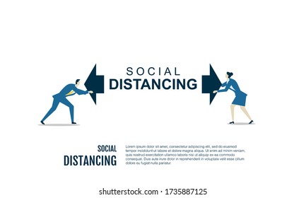People Social Distancing Vector Flat Illustration Stock Vector (Royalty ...