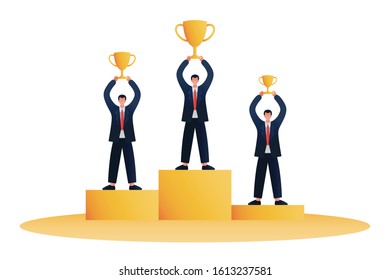 Champion Standing On Podium First Second Stock Vector (Royalty Free ...