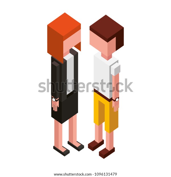 People Standing Characters Cartoon Isometric Stock Vector (Royalty Free ...