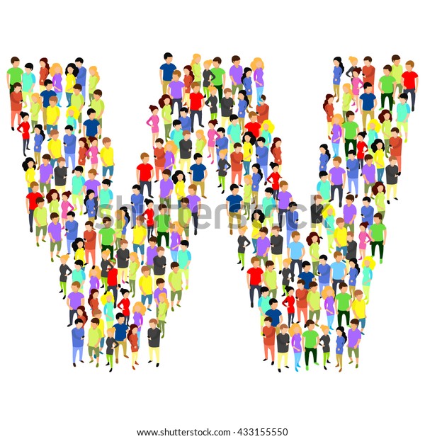 People Standing Letter Flat Isometric 3d Stock Vector (Royalty Free ...