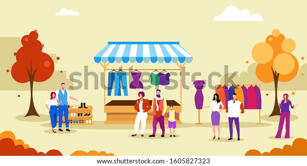 People Standing Line Queue Clothing Shop Stock Vector (Royalty Free ...