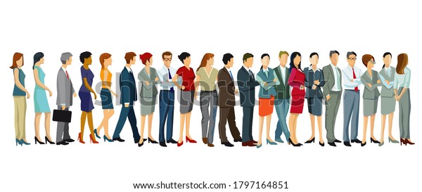 People Standing Row Vector Illustration: เวกเตอร์สต็อก (ปลอดค่า ...