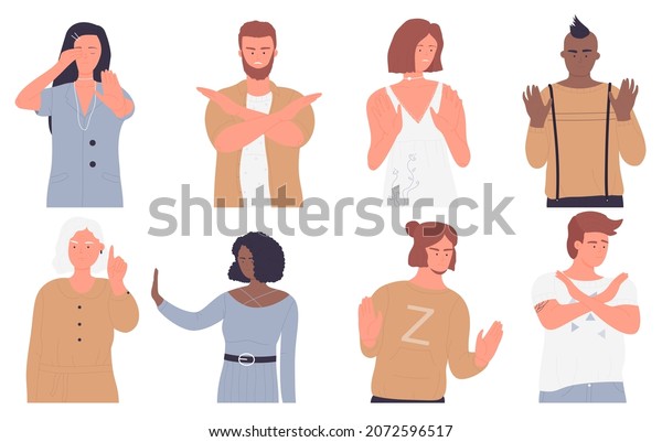 People Stop Hand Gestures Set Vector Stock Vector (Royalty Free ...
