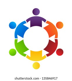 Group Six People Circleteamwork Meetingpeople Meeting Stock Vector ...