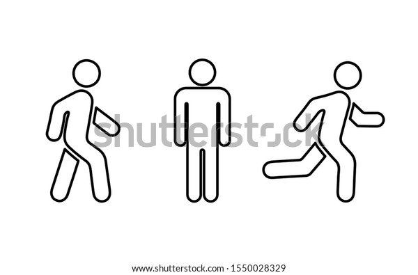 People Symbol Stands Walk Run Thin Stock Vector (Royalty Free) 1550028329